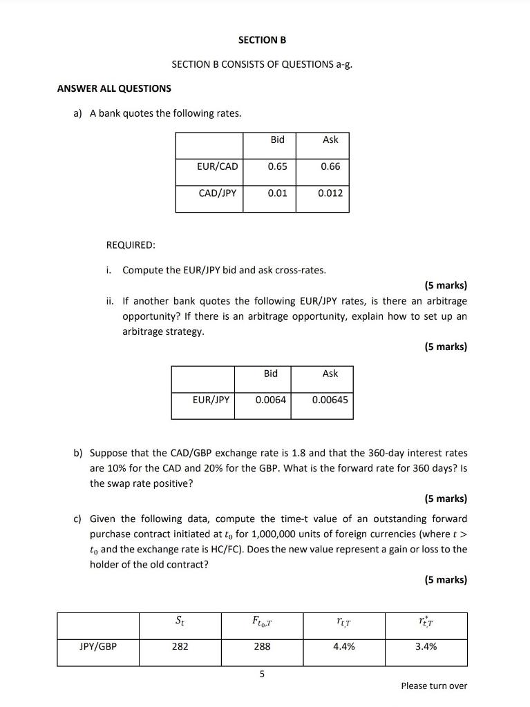 Solved SECTION B SECTION B CONSISTS OF QUESTIONS a-g. ANSWER | Chegg.com