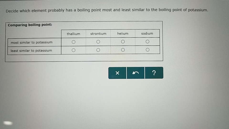 Solved Decide which element probably has a boiling point | Chegg.com