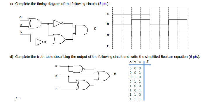 Solved c) Complete the timing diagram of the following | Chegg.com