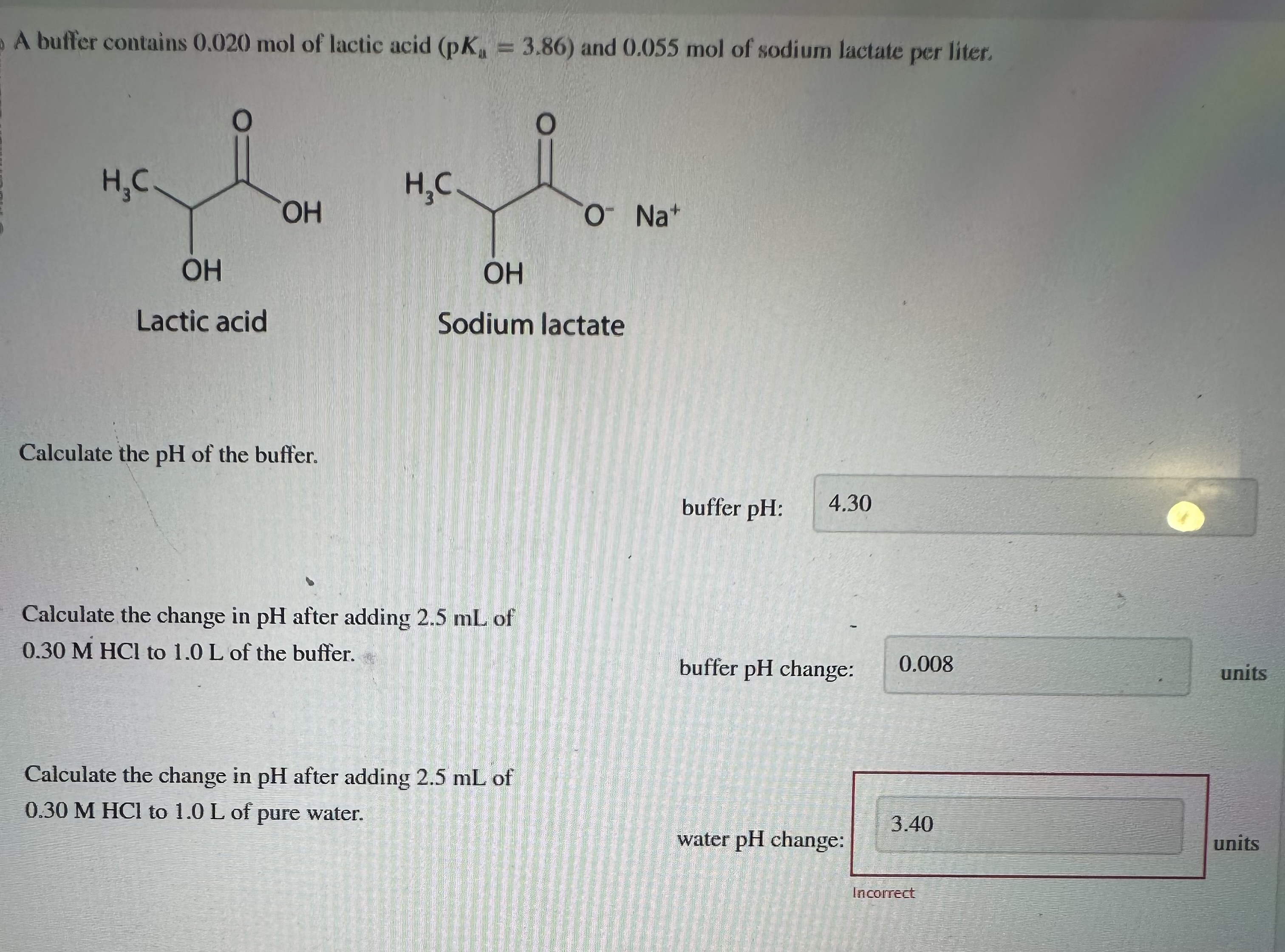 Solved A buffer contains 0.020 mol of lactic acid (pKa=3.86) | Chegg.com