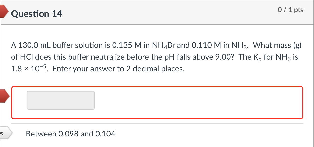 Solved A 130.0 mL buffer solution is 0.135M in NH4Br and | Chegg.com