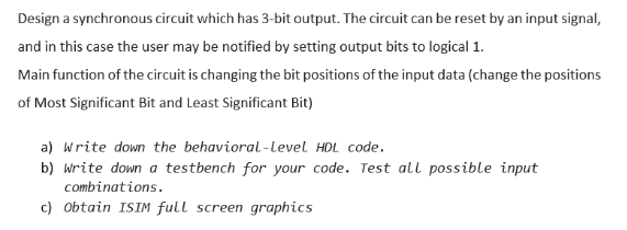 Solved Design a synchronous circuit which has 3-bit output. | Chegg.com