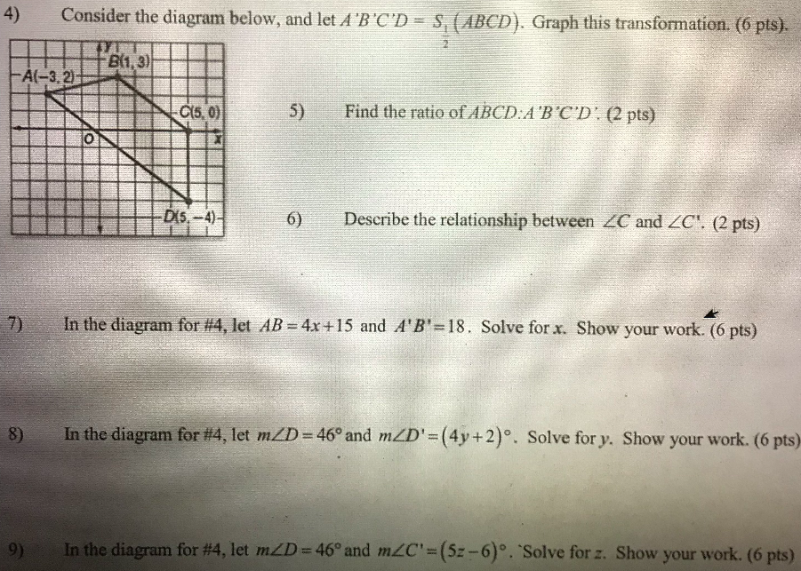 4) Consider the diagram below, and let A'B'C'D = S, ( | Chegg.com