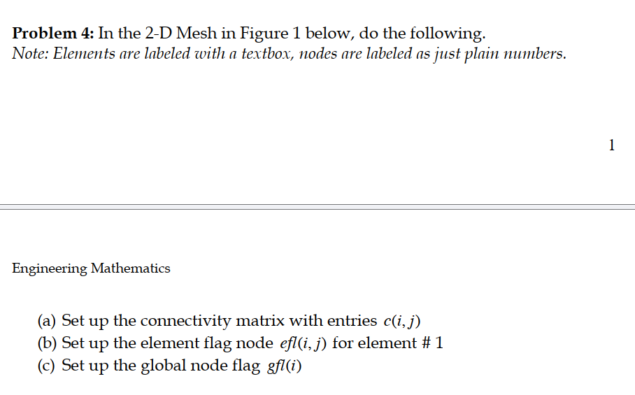 Solved Problem 4: In the 2-D Mesh in Figure 1 below, do the | Chegg.com