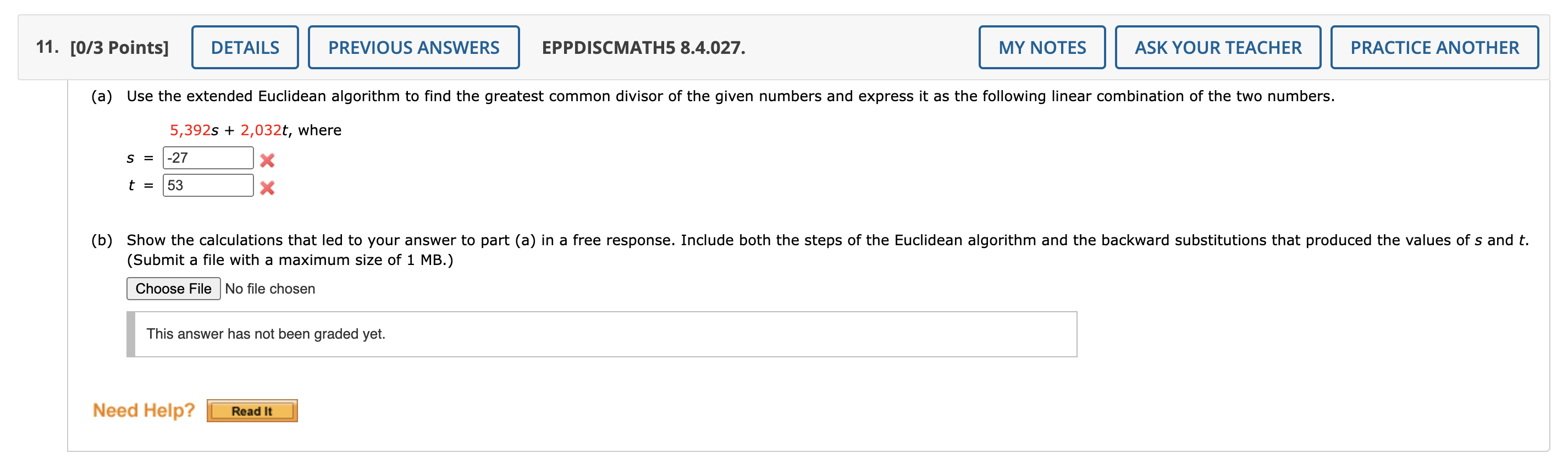 Solved 11. [0/3 Points] DETAILS PREVIOUS ANSWERS | Chegg.com