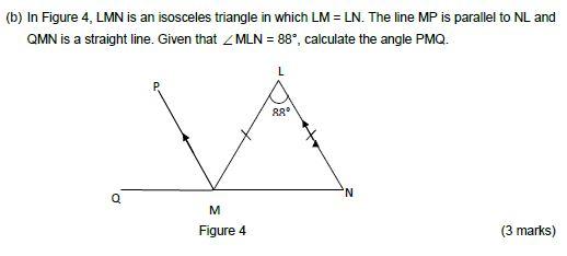 Solved (b) In Figure 4, LMN is an isosceles triangle in | Chegg.com
