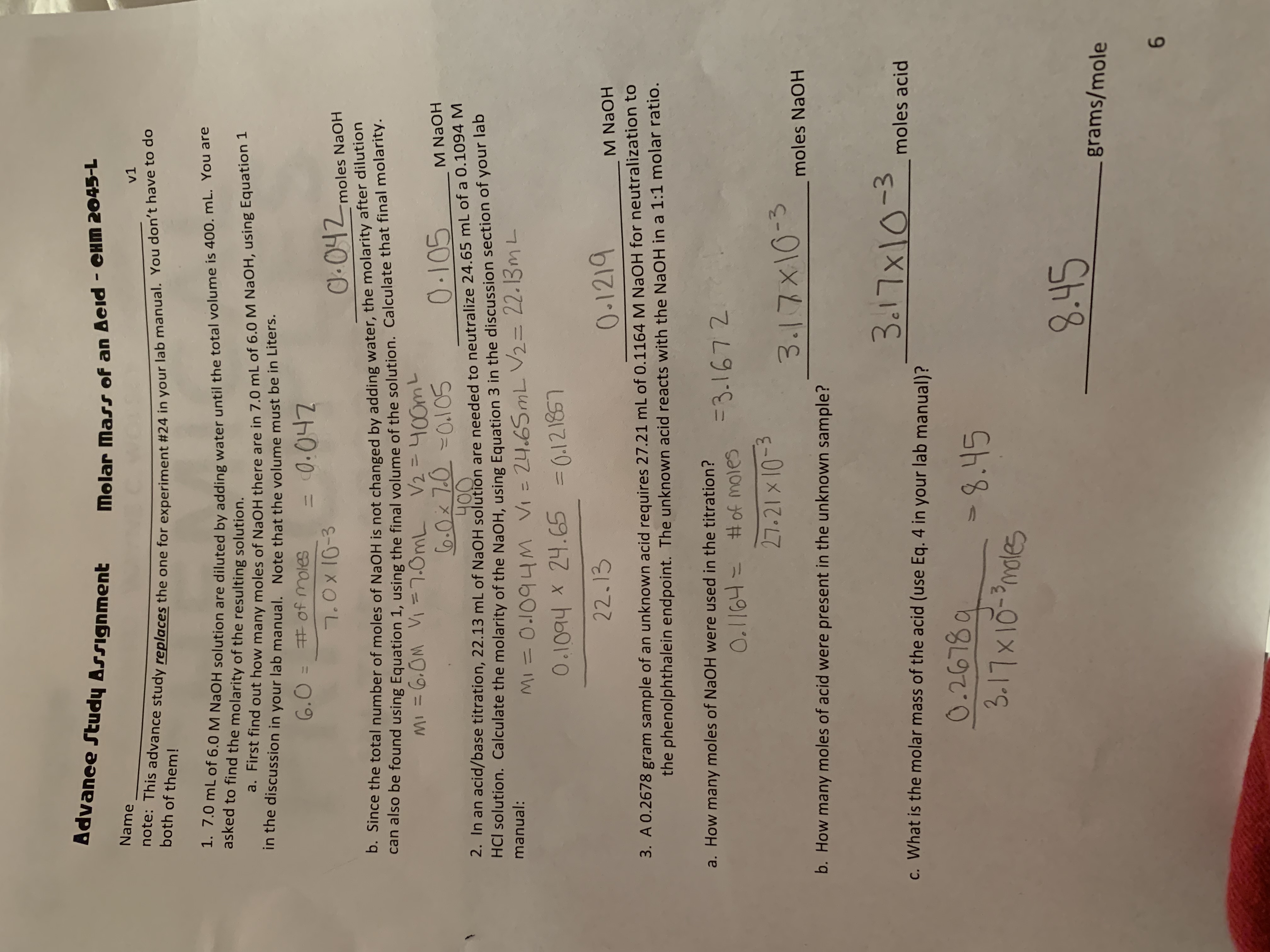 Solved Name v1 note: This advance study replaces the one for | Chegg.com