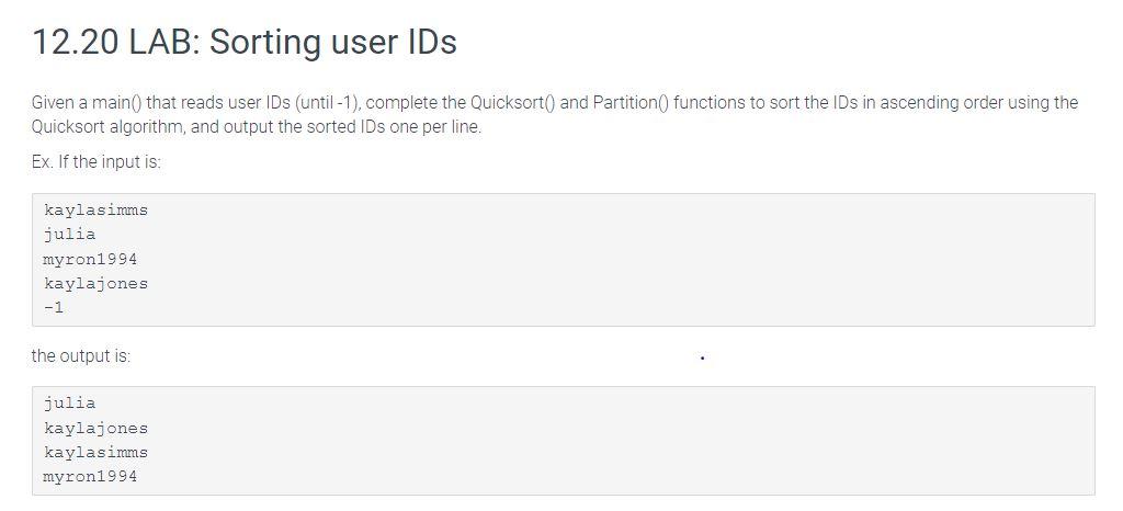 Solved Given a main() that reads user IDs (until - 1), | Chegg.com