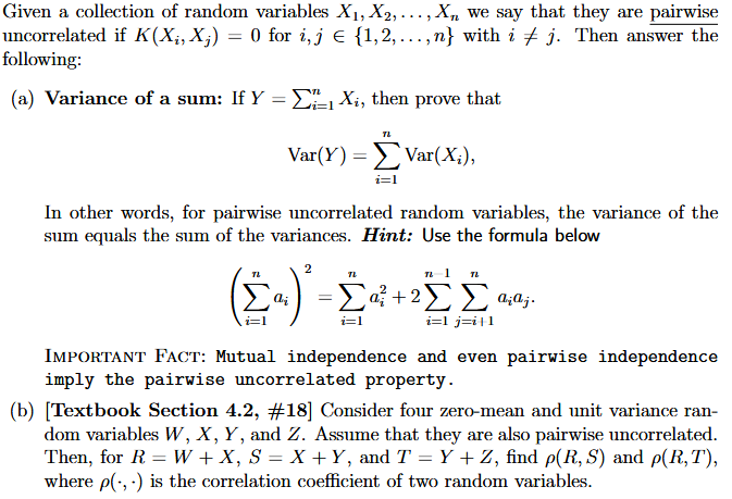 Solved Given a collection of random variables X1, | Chegg.com