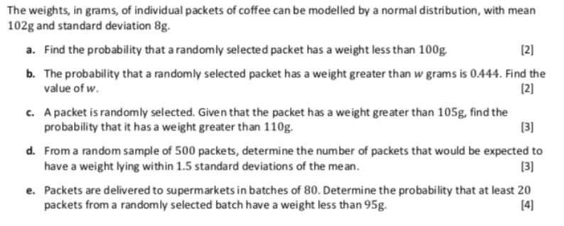 Solved The weights, in grams, of individual packets of | Chegg.com