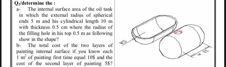 Solved Q2/determine the : a- The internal surface area of | Chegg.com