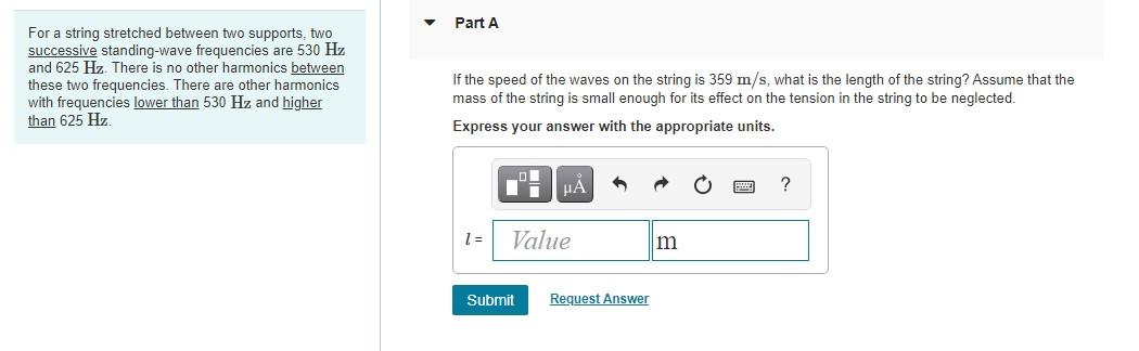 Solved Part A For a string stretched between two supports, | Chegg.com