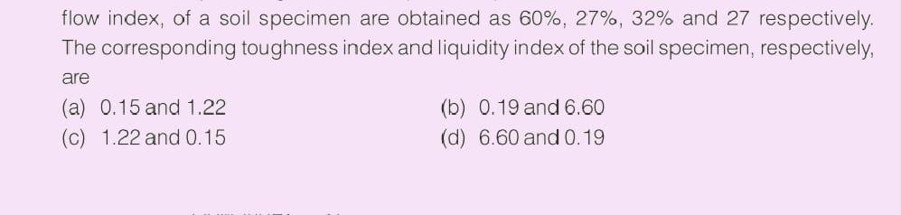 Solved flow index, of a soil specimen are obtained as 60%, | Chegg.com