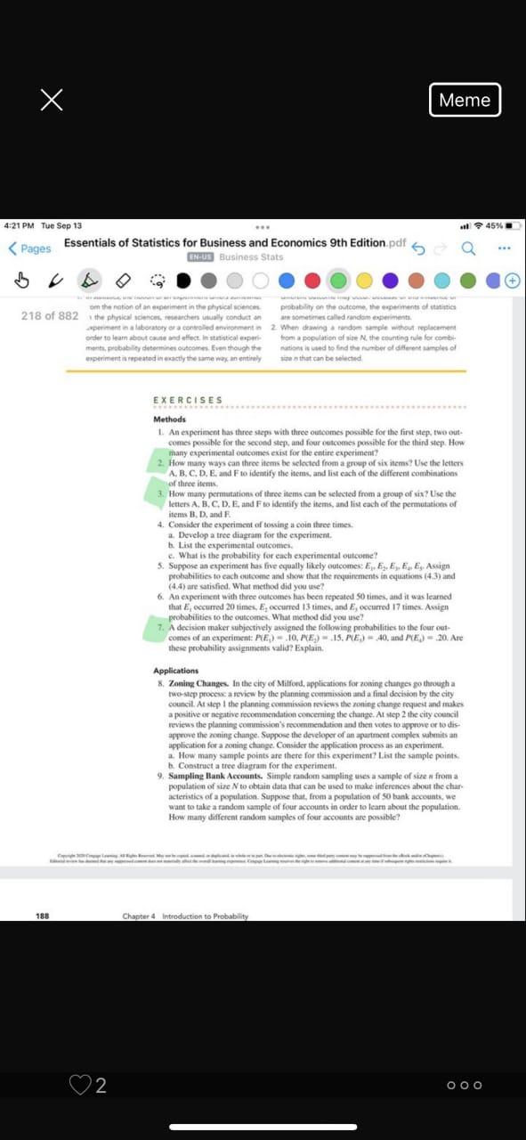 Solved EXERC1SES Methods 1. An experiment has three saeps | Chegg.com