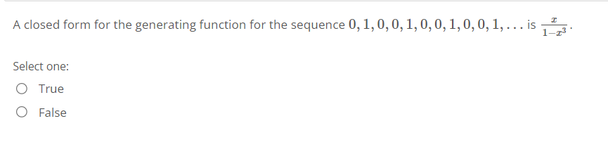 Solved A closed form for the generating function for the | Chegg.com