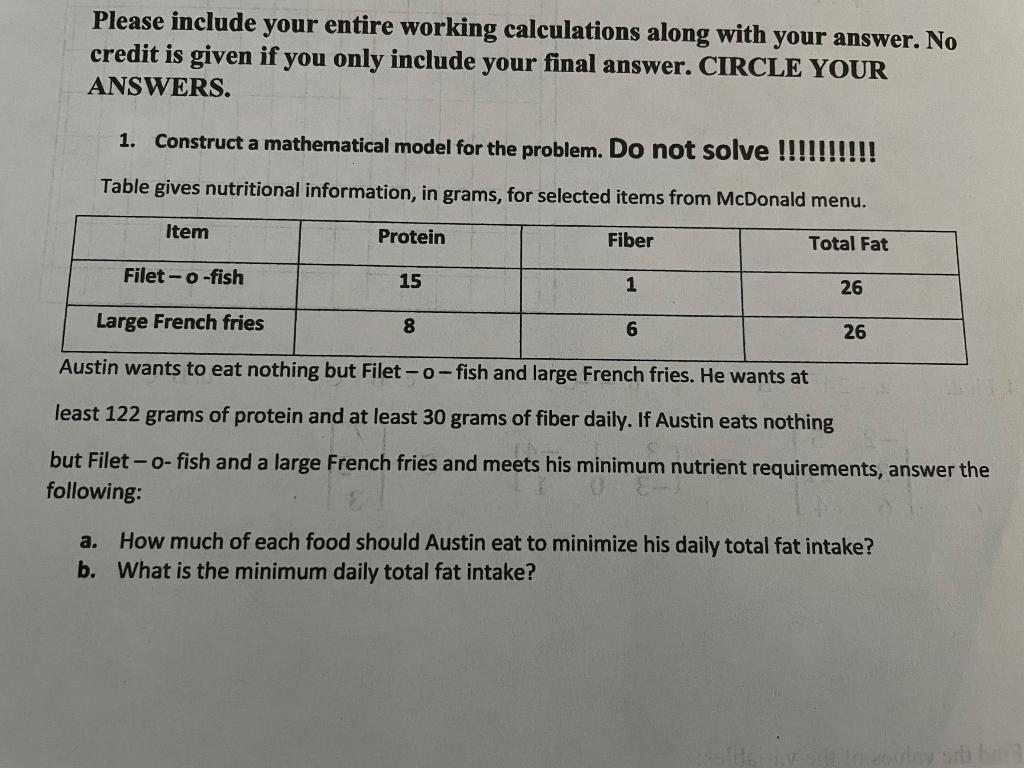 Solved Please include your entire working calculations along | Chegg.com