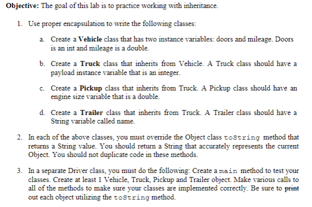 Solved Program : Java Practicing about inheritance. Also | Chegg.com