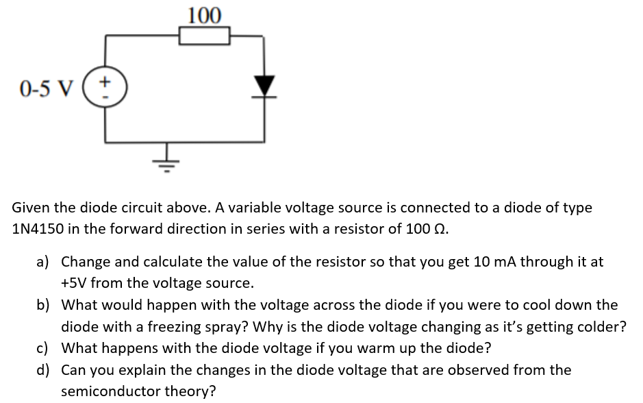 Solved 100 0-5 V (+ Given the diode circuit above. A | Chegg.com