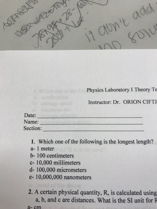 Solved 1% it OA Physics Laboratory I Theory Te Instructor: | Chegg.com