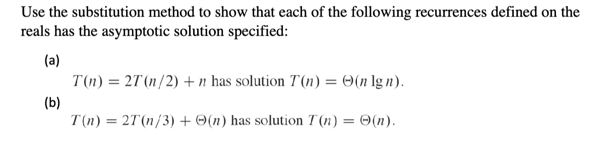 Solved Use the substitution method to show that each of the | Chegg.com