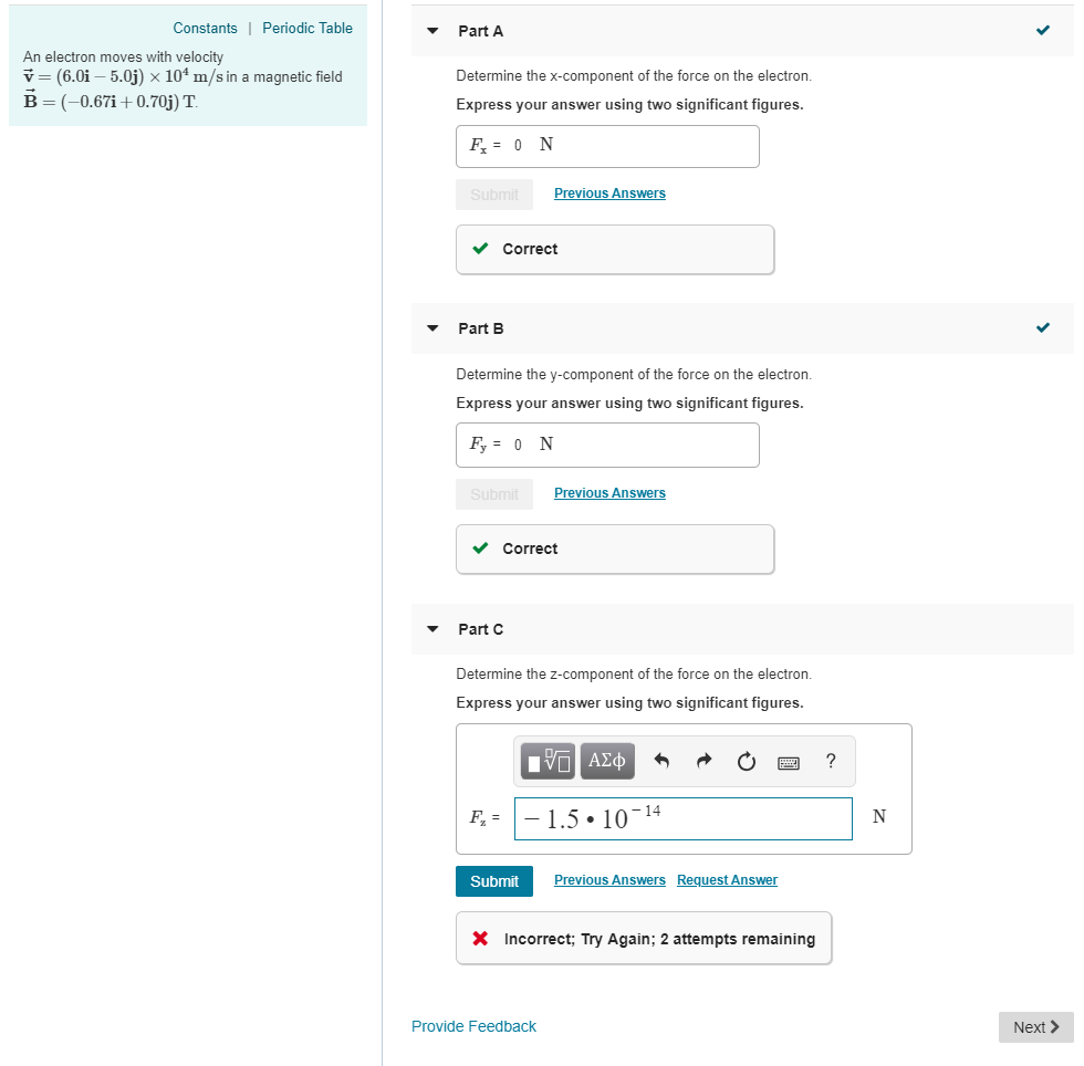 Solved Constants | Periodic Table Part A An electron moves | Chegg.com