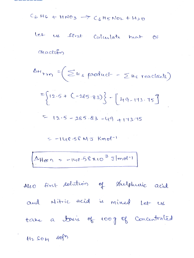 Solved C6H6 & HNO3 > CoHG NOL & H2O let first Calculate heat | Chegg.com