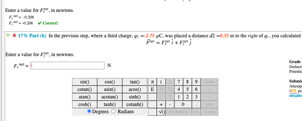 Solved Enter a value for Fnet, in newtons. F net = -0.206 F | Chegg.com