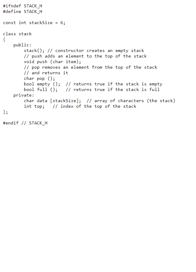 Solved This program will consist of three files: 1. stack.h: | Chegg.com