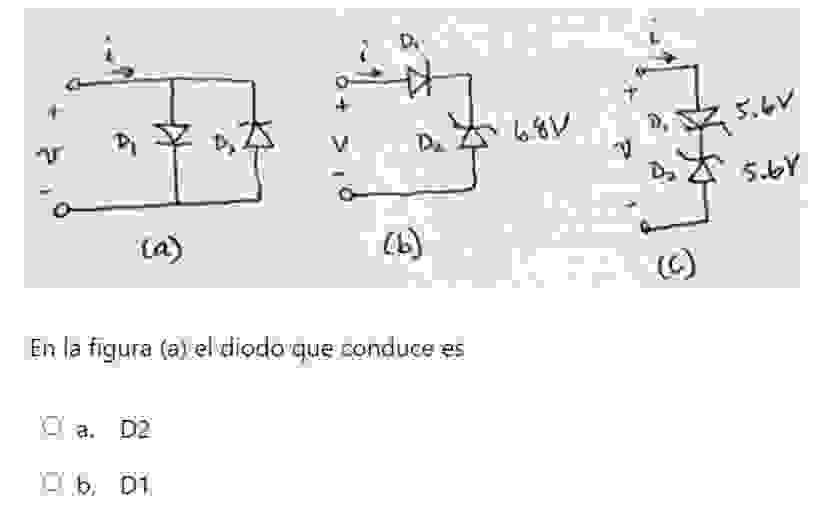 Solved En la figura (a) ﻿el diodo gue sonduce esa. D2b. ﻿D1 | Chegg.com