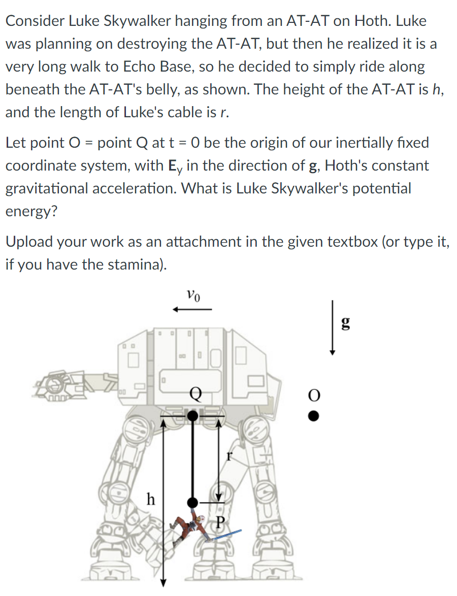 Solved Consider Luke Skywalker hanging from an AT-AT on | Chegg.com