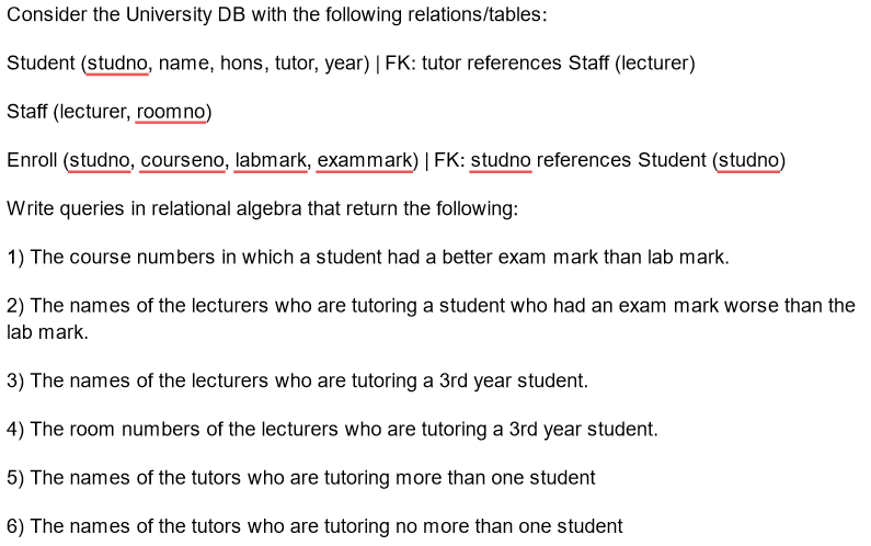 Solved Consider the University DB with the following | Chegg.com