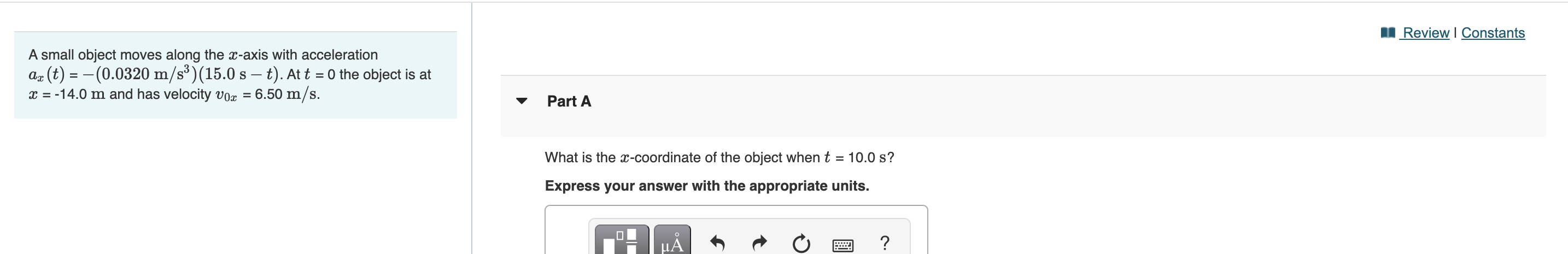 Solved Review | Constants A small object moves along the | Chegg.com