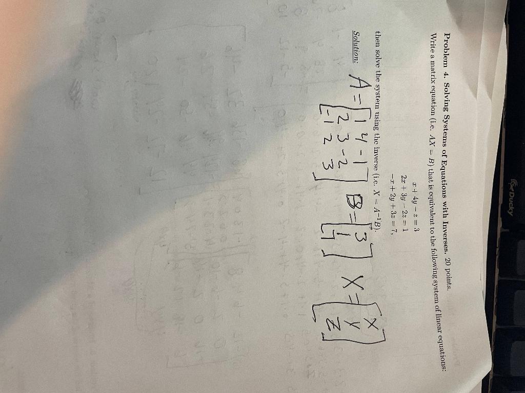Problem 4. Solving Systems of Equations with | Chegg.com