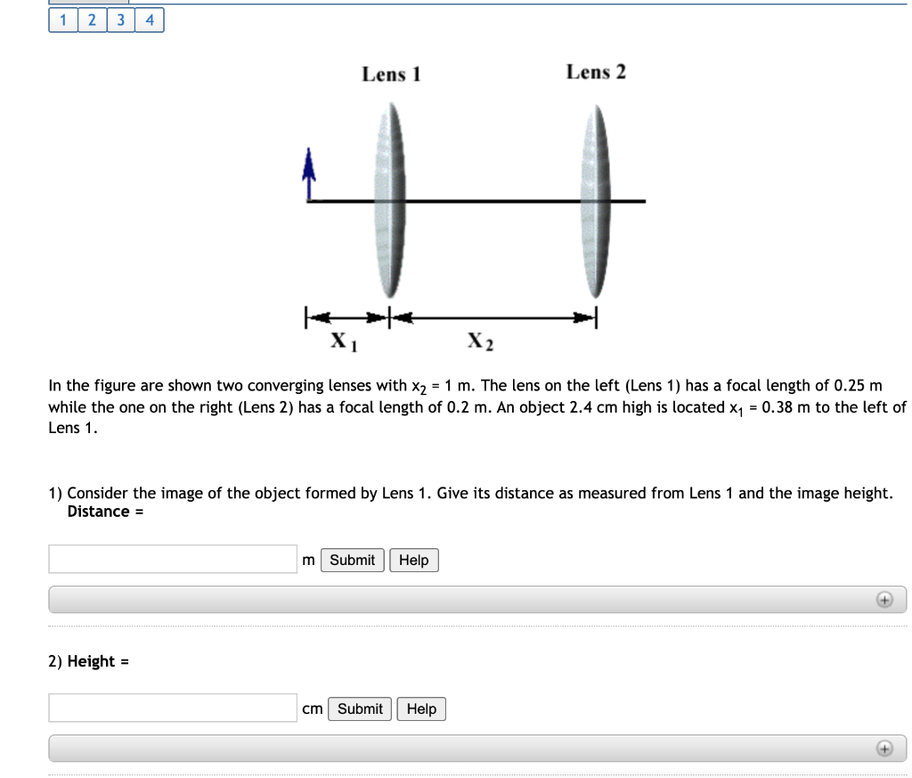 Solved 1 2 34 Lens 1 Lens 2 X1 X2 In the figure are shown | Chegg.com