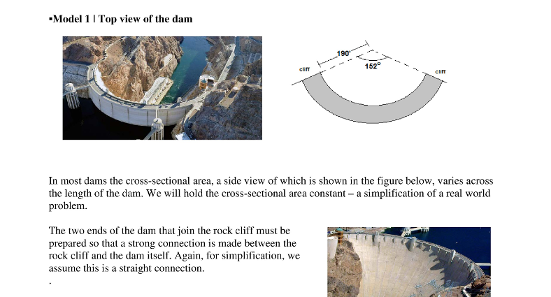 Model 1 | Top view of the dam 152° In most dams the | Chegg.com