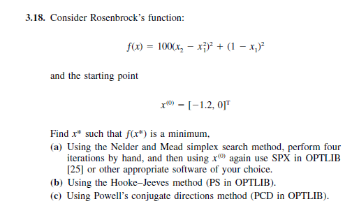 3.18. Consider Rosenbrock's function: + (1 - x, fx) | Chegg.com