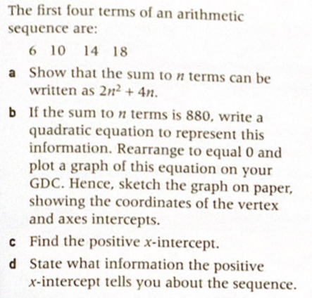 Solved The first four terms of an arithmetic sequence are: 6 | Chegg.com