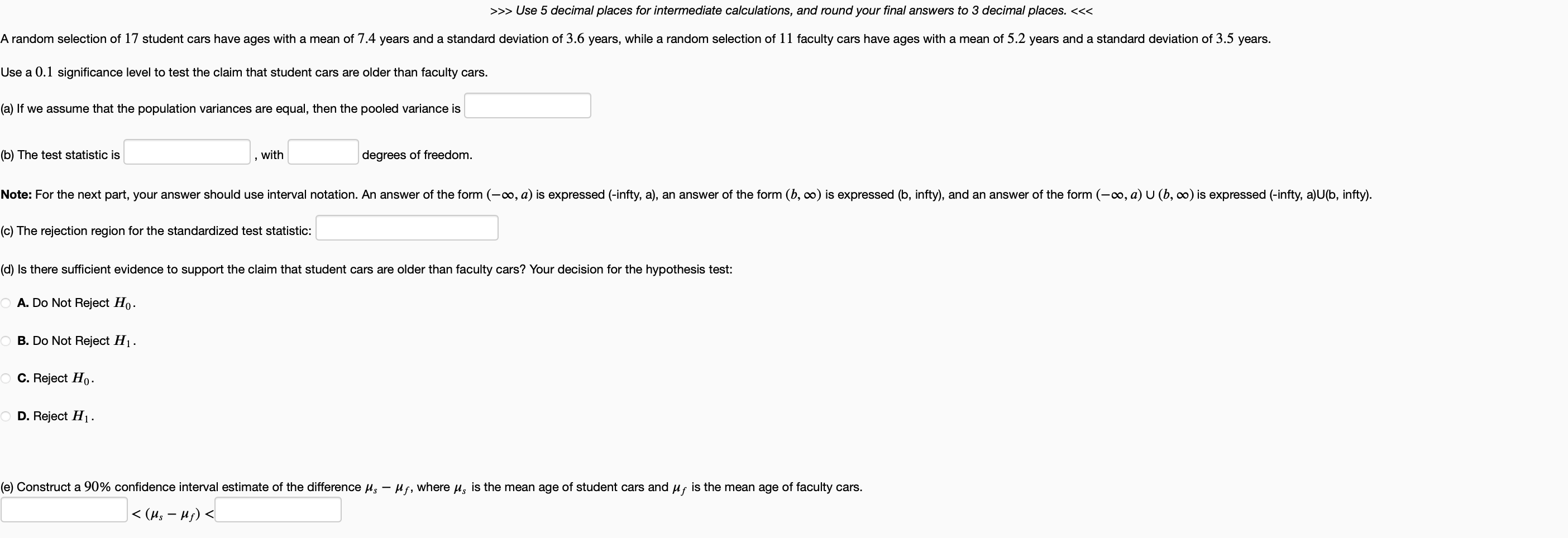 Solved >>> Use 5 decimal places for intermediate | Chegg.com