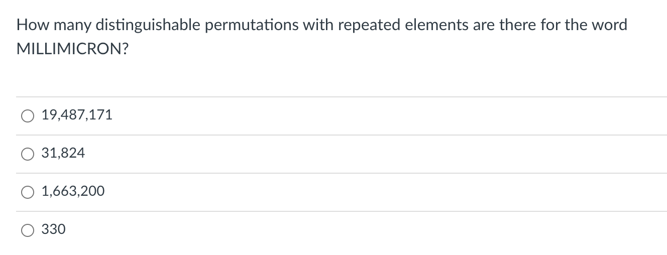Solved How many distinguishable permutations with repeated | Chegg.com