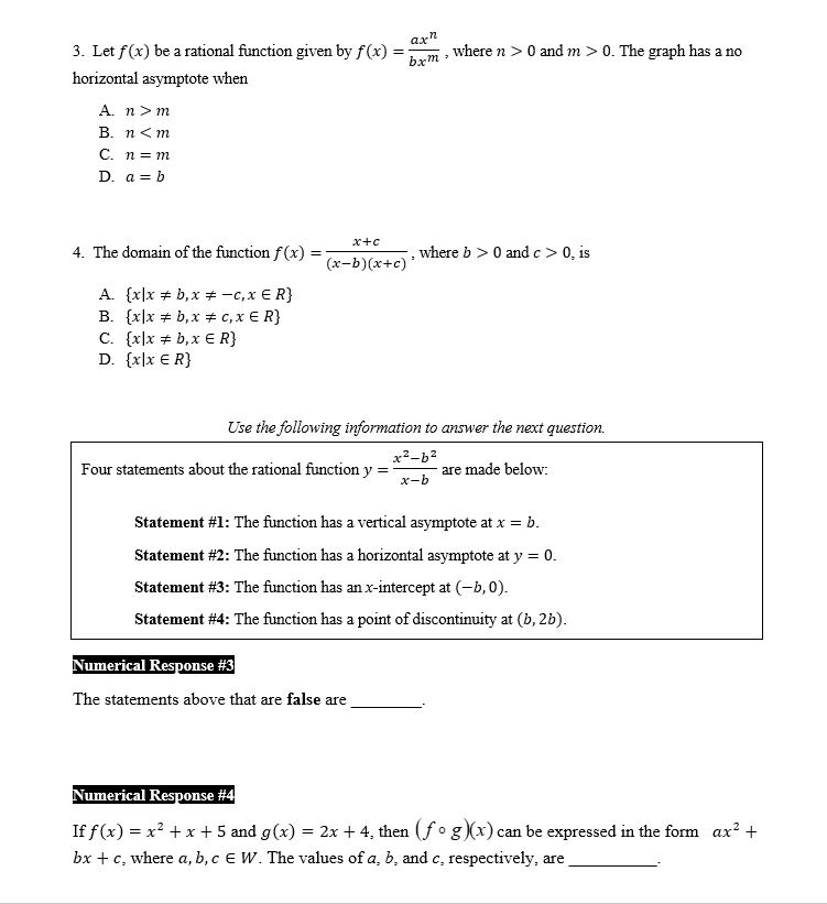 Solved 3. Let f(x) be a rational function given by | Chegg.com