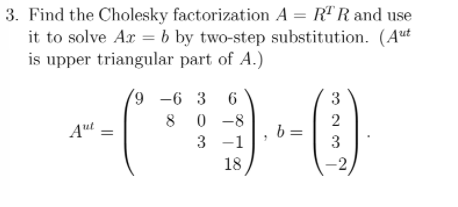 3. Find the Cholesky factorization A = RFR and use it | Chegg.com
