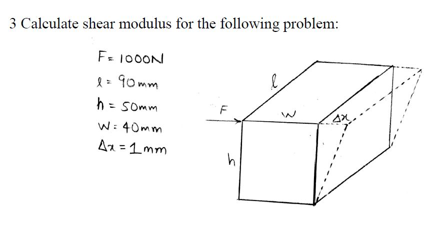 Solved 3 Calculate shear modulus for the following problem: | Chegg.com