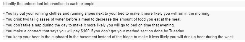 Solved Identify the antecedent intervention in each | Chegg.com
