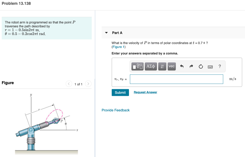 Solved Problem 13.138 The robot arm is programmed so that | Chegg.com