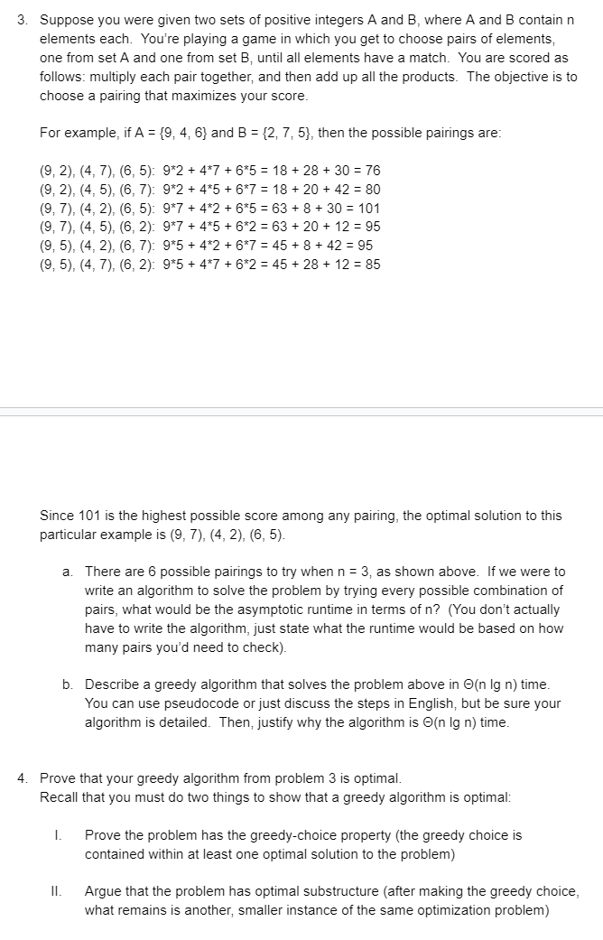 Solved 3. Suppose you were given two sets of positive | Chegg.com