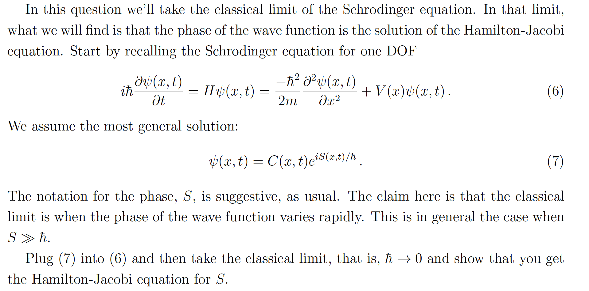 Solved In this question we'll take the classical limit of | Chegg.com