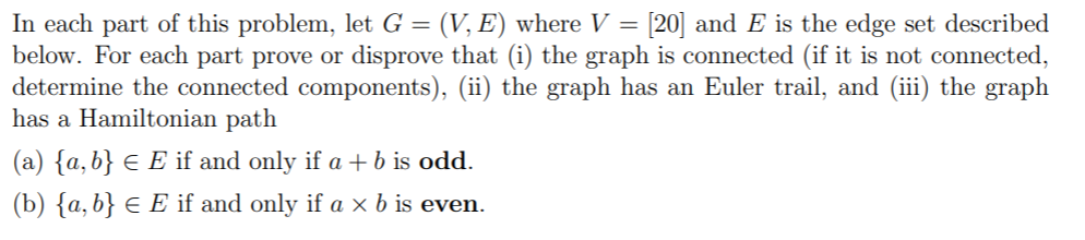 = In each part of this problem, let G = (V, E) where | Chegg.com