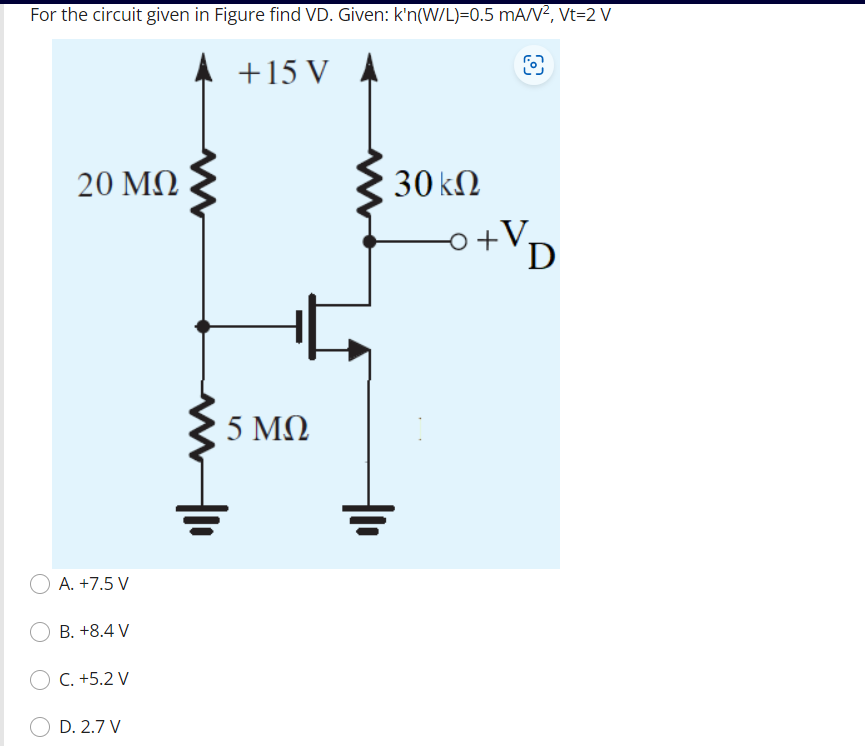 Solved For the circuit given in Figure find VD. Given: | Chegg.com