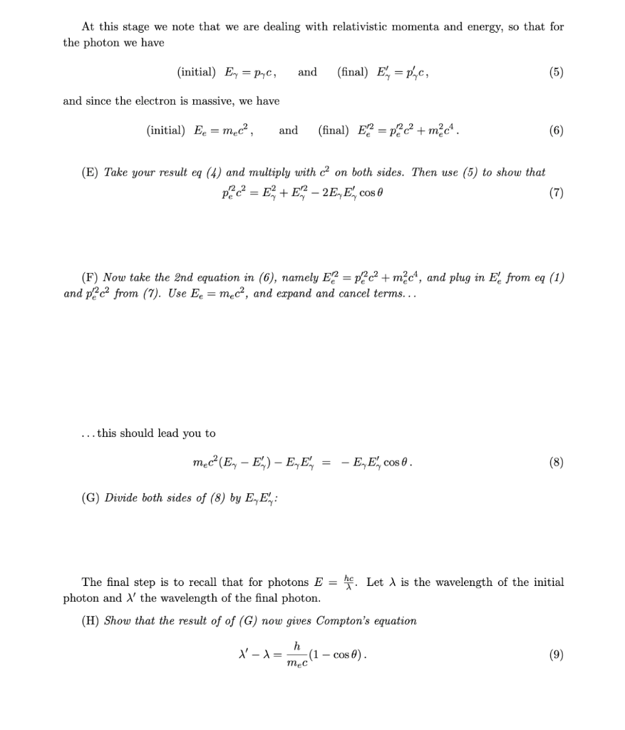 Solved Problem 2. (35 points) Derivation of Compton's | Chegg.com