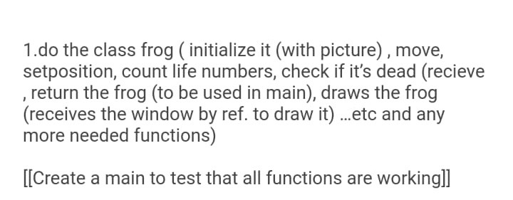 1.do the class frog (initialize it (with picture), | Chegg.com